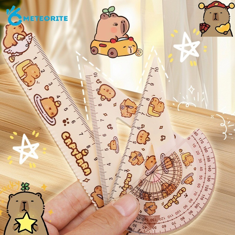 Creative Acrylic Capybara Rulers Set - Protractor Triangle Ruler ...