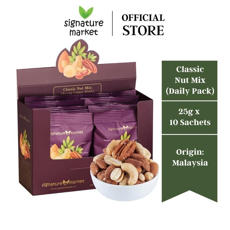 Signature Market Campuran Kacang Klasik Pek Harian 25g x 10 uncang ...