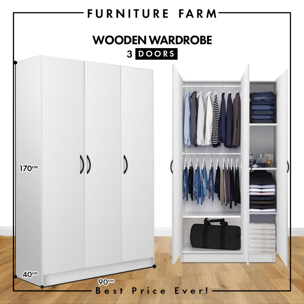 F&F : 3 Door Wardrobe / Almari Baju 3 Pintu / Almari Pakaian / Almari ...