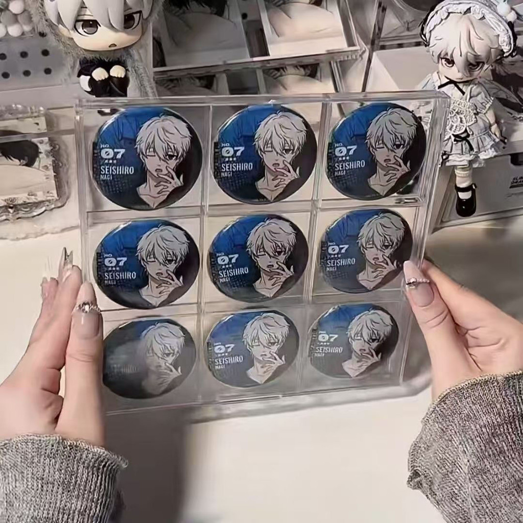 Transparent nine grid 58mm badge storage box badge millet display rack ...