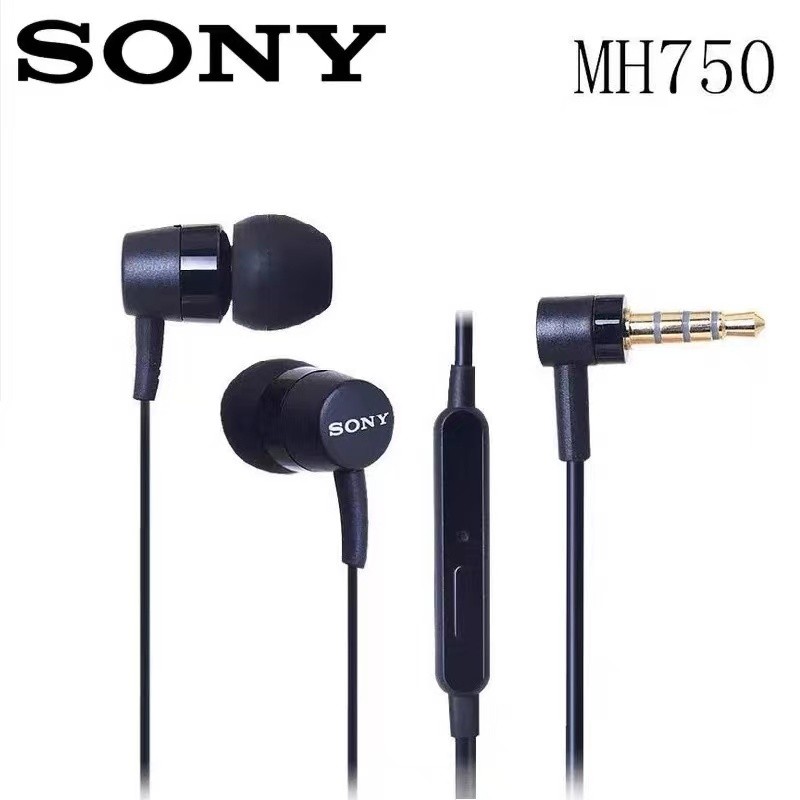 Sony MH750 Stereo Deep Bass In-Ear Earphone With Mic/MicroPhone 3.5MM AUX HIFI Headphone Headset ...