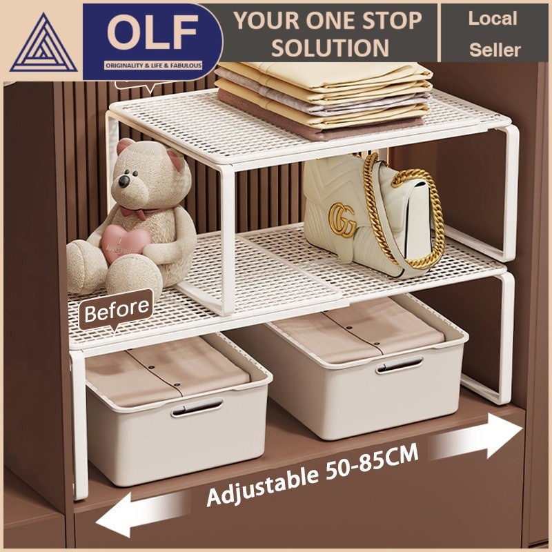 Stackable Telescopic Closet Shelf Retractable Expandable Wardrobe ...