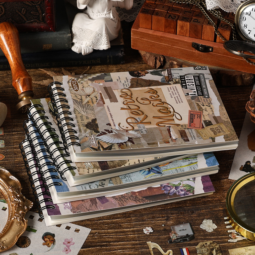 Journamm 50sheets Pre-Cut Vintage Washi Journaling Sticker Book ...