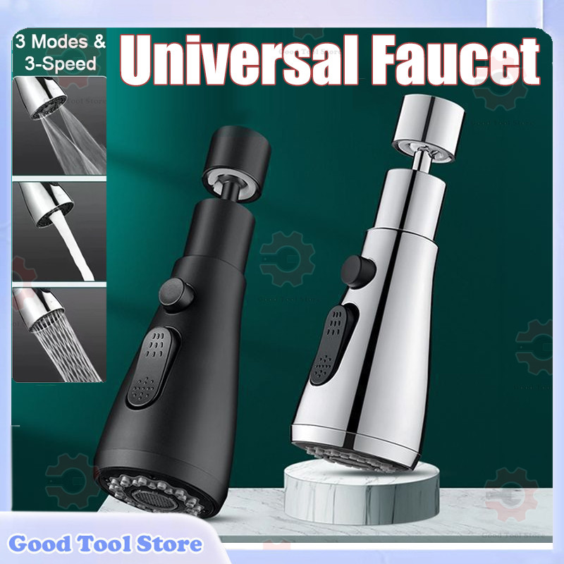 360° Rotatable 3 Speed Adjustable Universal Faucet Sink Sprayer High ...