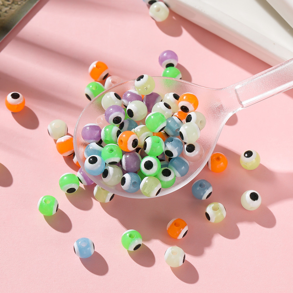 St.kunkka 10Pcs Acrylic Luminous Eye Beads 6mm Devil's Eye Beads for ...