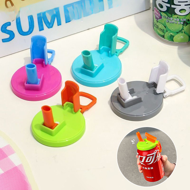 Can Lid Leak-Proof Straws Soda Can Covers Dual Purpose Picnic Party ...