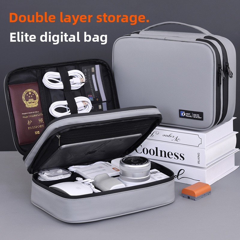 New Portable Double-layer Data Cable Storage Bag Travel Commuter ...