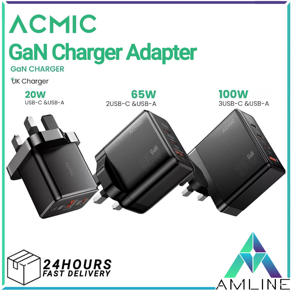 ACMIC Fast Charging Adapter PD 20W 65W 100W GaN Charger Adapter Kepala ...
