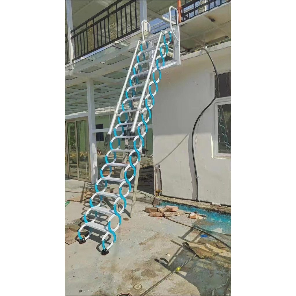 Indoor and outdoor wall mounted loft telescopic stairs, duplex folding ...