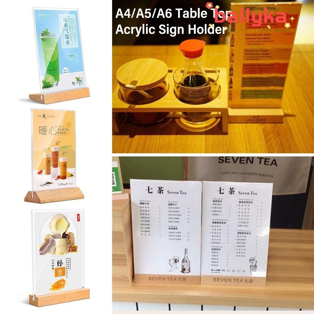 BALLYKA Table Top Sign Holder, Acrylic Double Sided Menu Display Stand ...