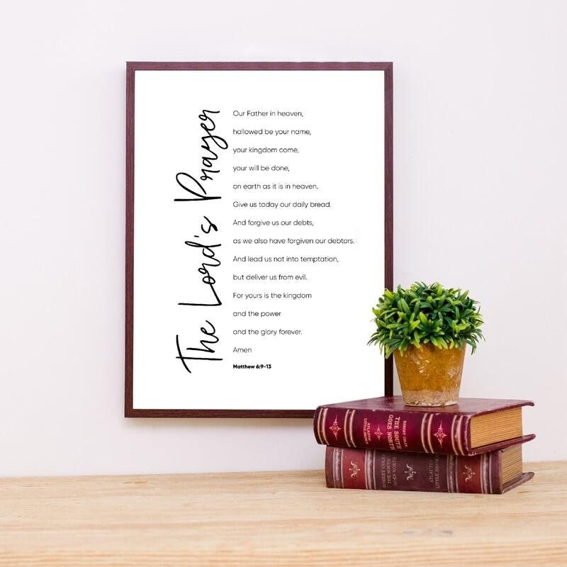 The Lords Prayer Print Our Father Christian Prayer Poster Pater Noster ...
