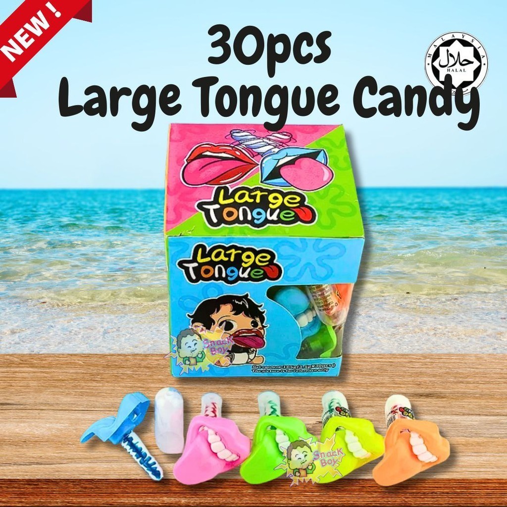 30pcs Sanwa Large Tongue Candy Lollipop Fruits Flavour Gigi design ...