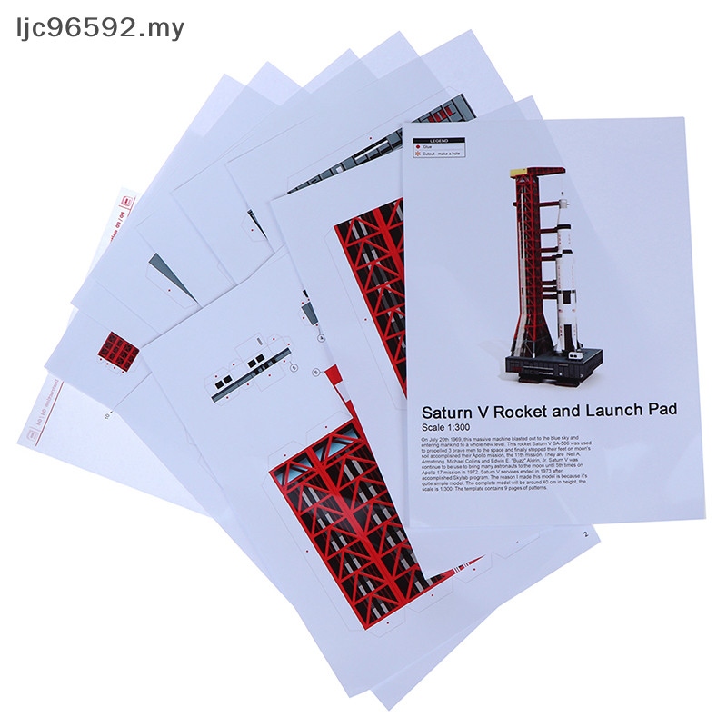 [LJC] 1:300 Saturn V Rocket Paper Model DIY Puzzle Manual Space 3D ...