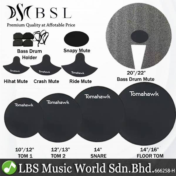 BSL 8 Piece Drum Mute Set and Cymbal Mute For Acoustic Drum Kit Set for ...