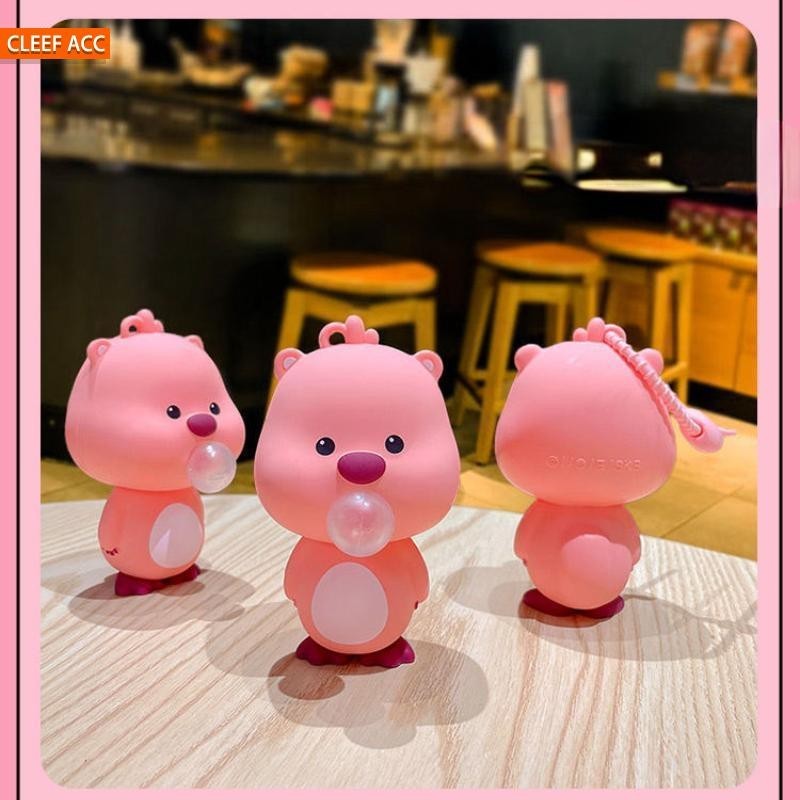 New Cute Pink Ruby Loopy Doll Keychains Creative Pinched Bubble Pendant ...