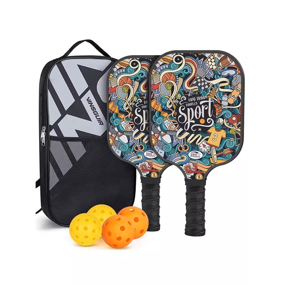 2 Sets of Graffiti Patterned VINSGUIR Kimchi Pickleball Rackets ...
