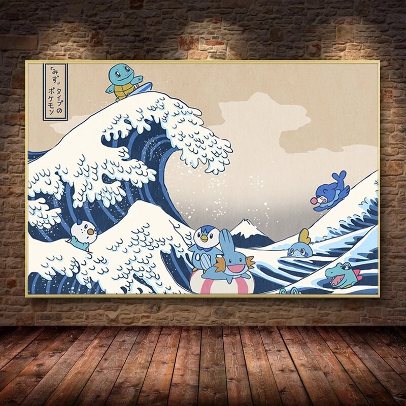 Famous Japanese Big Wave Classic Anime Canvas Painting Poster Modern ...