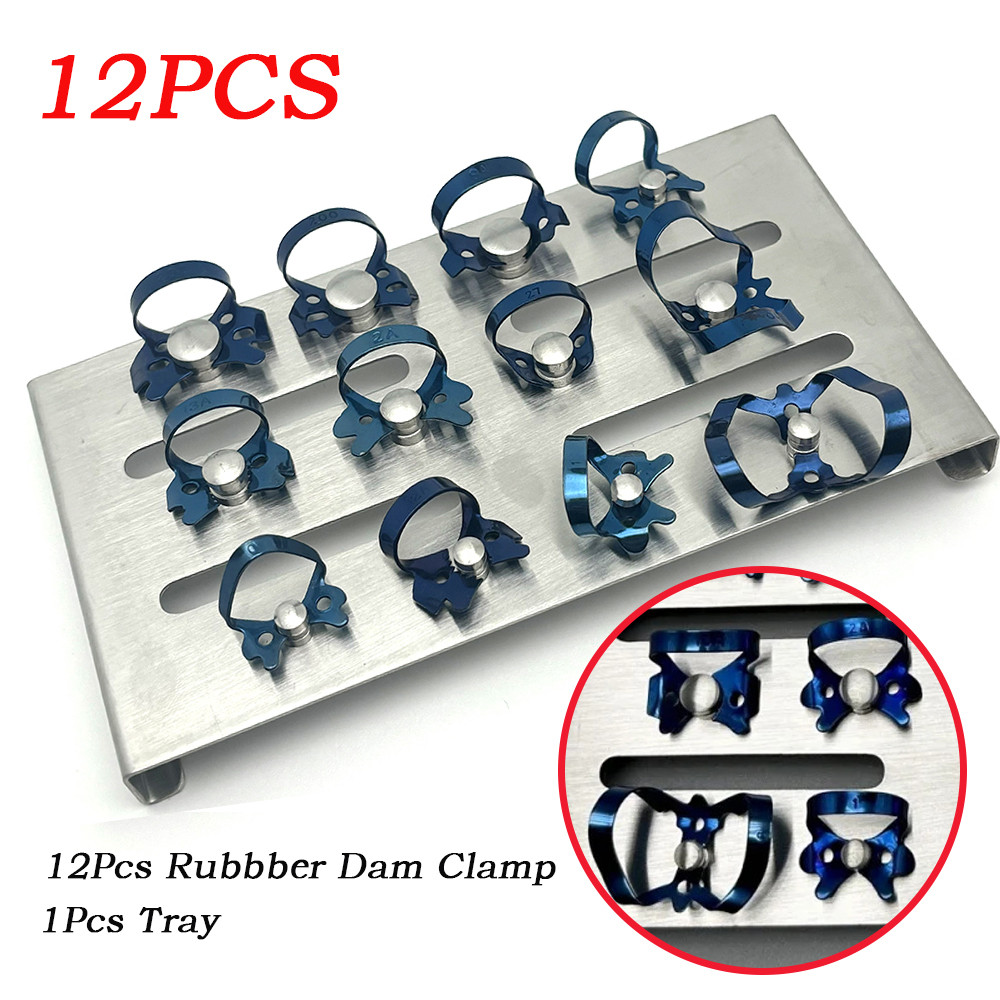 12Pcs Dental Rubber Dam Clamps Endodontic Restorative Barrier Clip ...