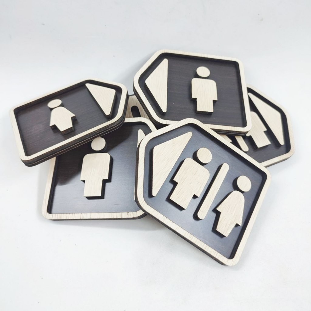 (Top Craft) Papan Tanda Arah Tandas Toilet Wood Signage Arrow Minimalis ...