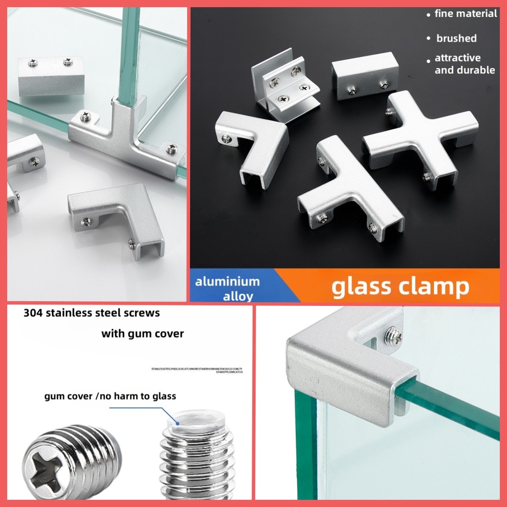 aluminium alloy glass clamp/304 stainless screws ready/board clip/free ...