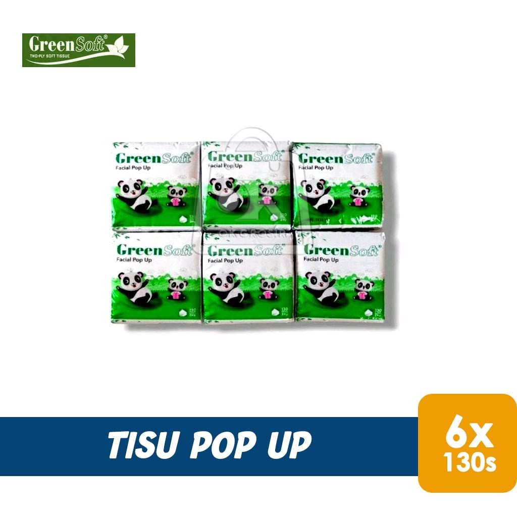 Greensoft Facial Pop Up Square Facial Tissue (1 Banded Contents 6pcs ...