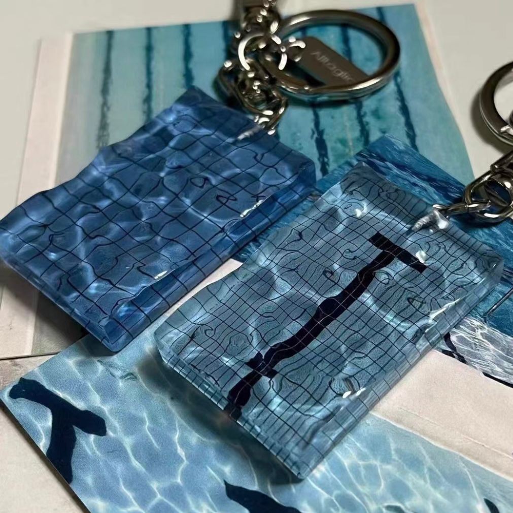 Creative Water Ripple Swimming Pool Keychain Acrylic Backpack Pendant ...