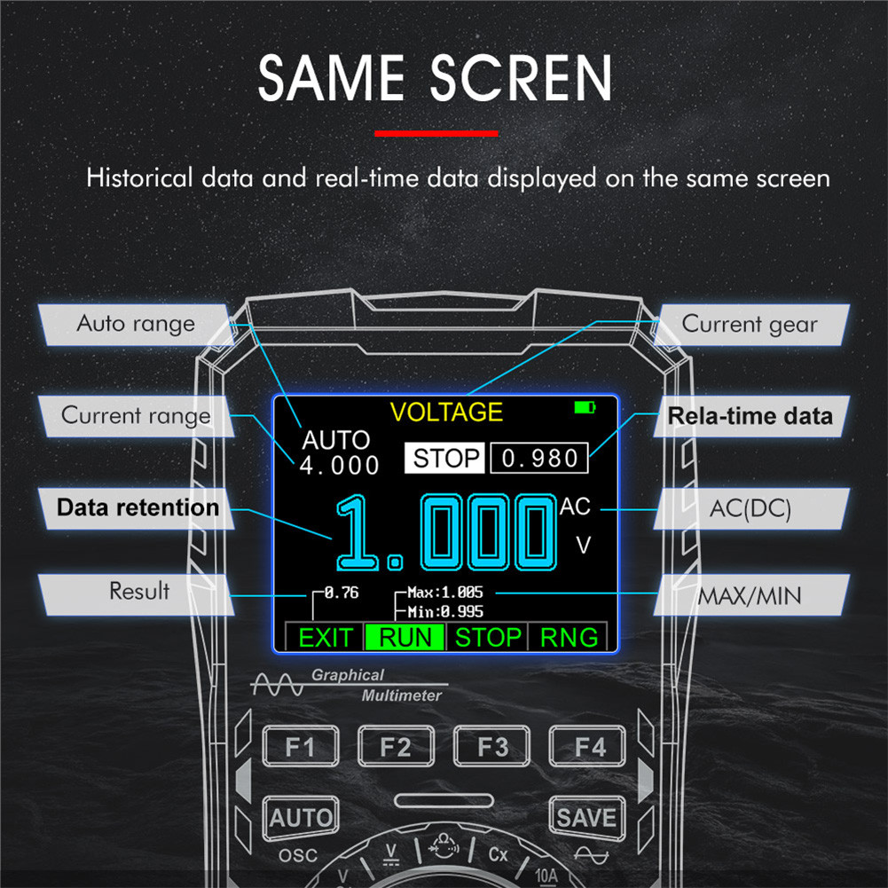 1MHz Handheld Digital Oscilloscope AC 10A 600V 2.5Msps Automatic True ...
