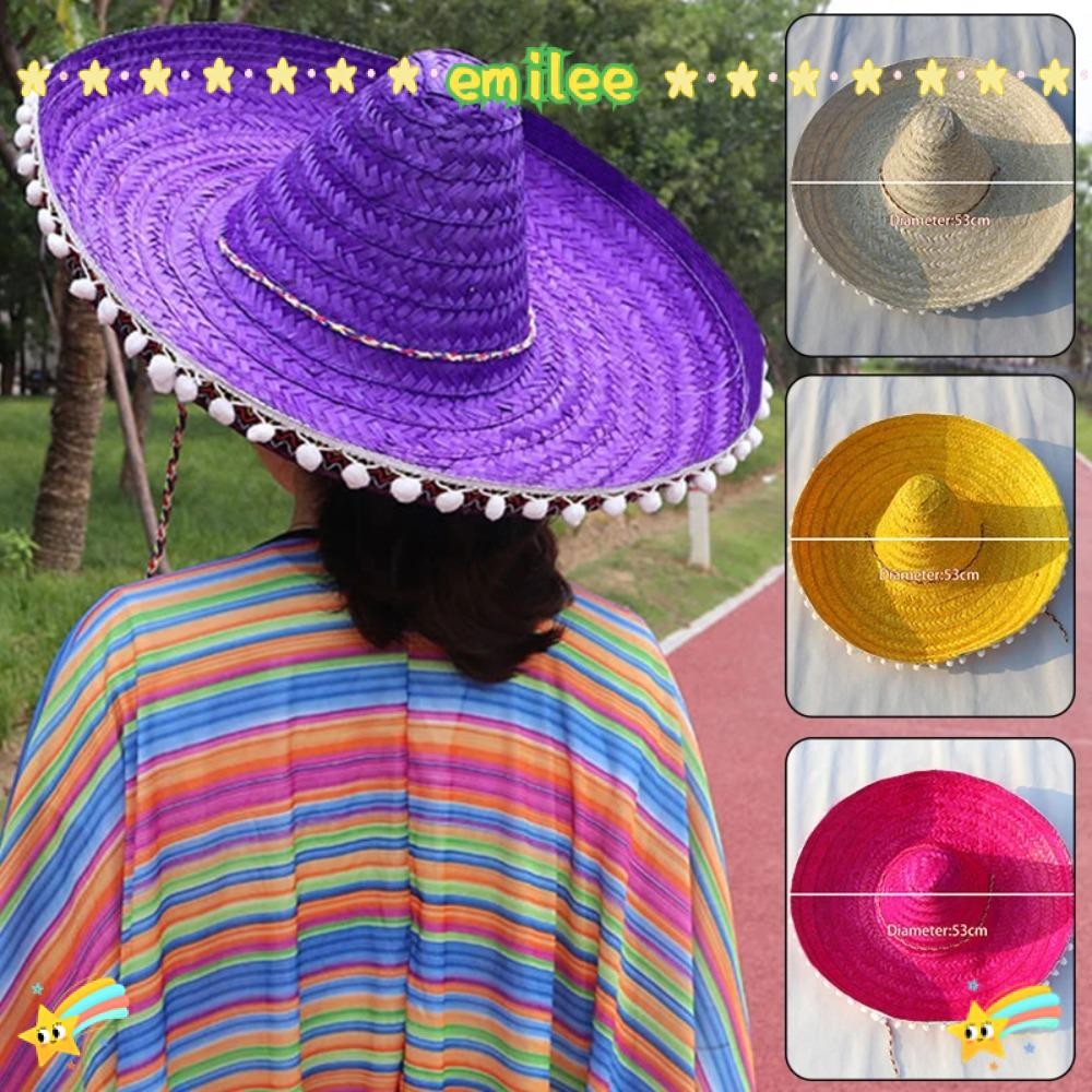 EMIL Mexican Party Hat, Colorful Wide Brim Halloween Straw Hats, Summer ...