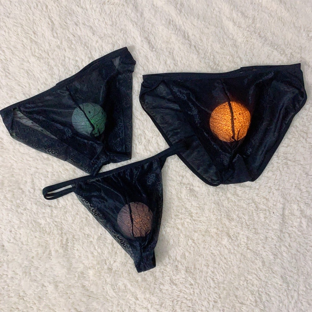 Men Sheer Lace Panties Pouch Briefs G-string Thongs Underwear ...