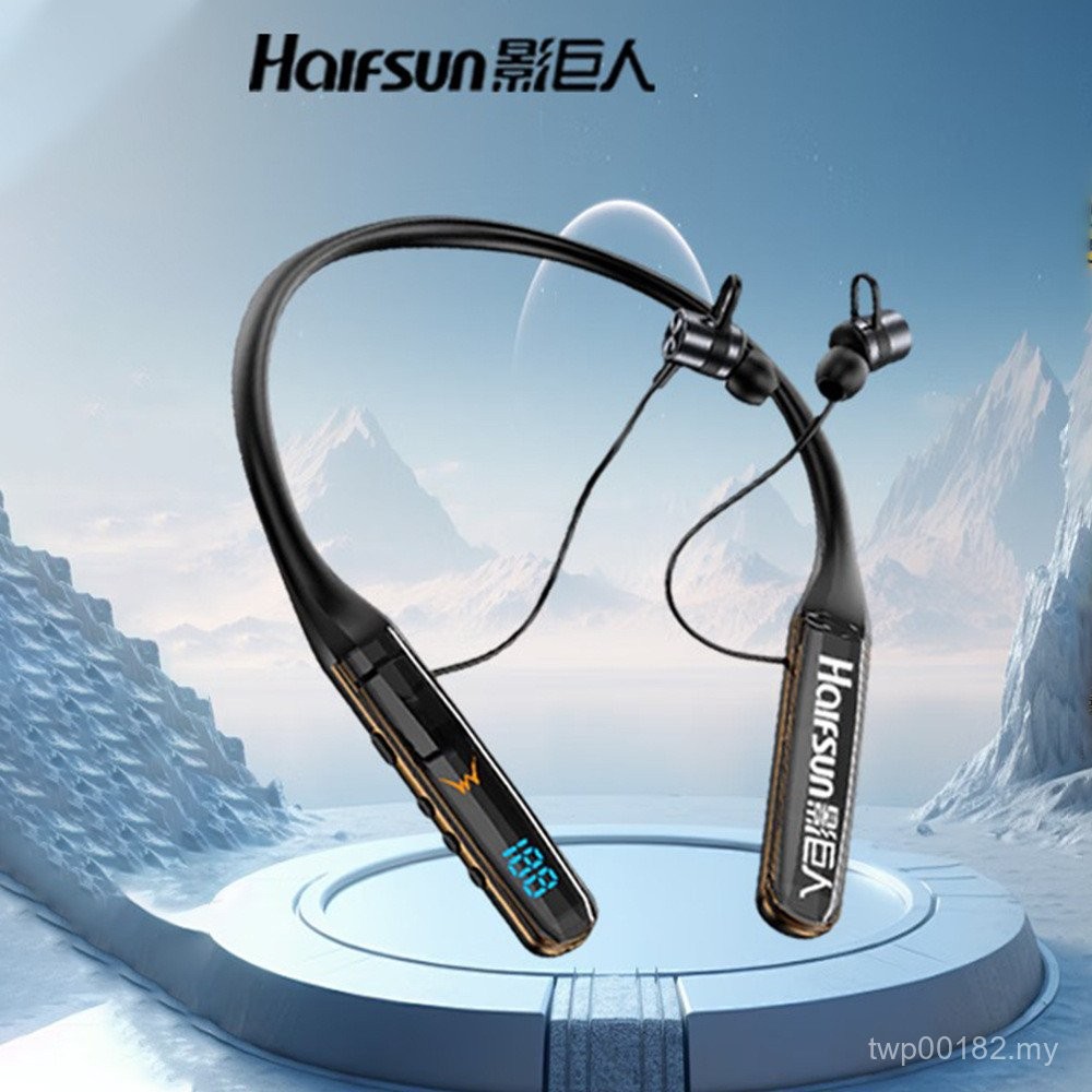 Headset Bluetooth yang dipasang di leher Shadow Giant Paparan digital ...