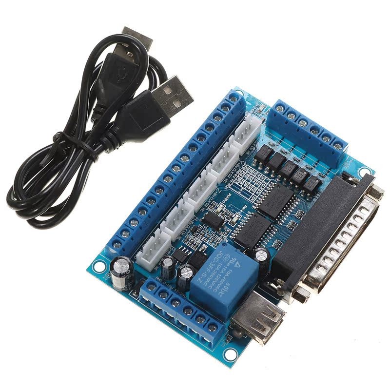 Upgraded 5 Axis Cnc Interface Adapter Breakout Board For Stepper Motor Driver Mach3 Usb Cable