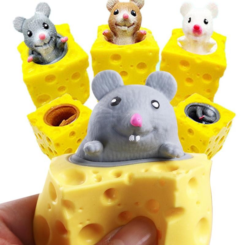 Squishy Cheese Mouse Mainan lembut tekanan kanak-kanak cawan tetikus ...