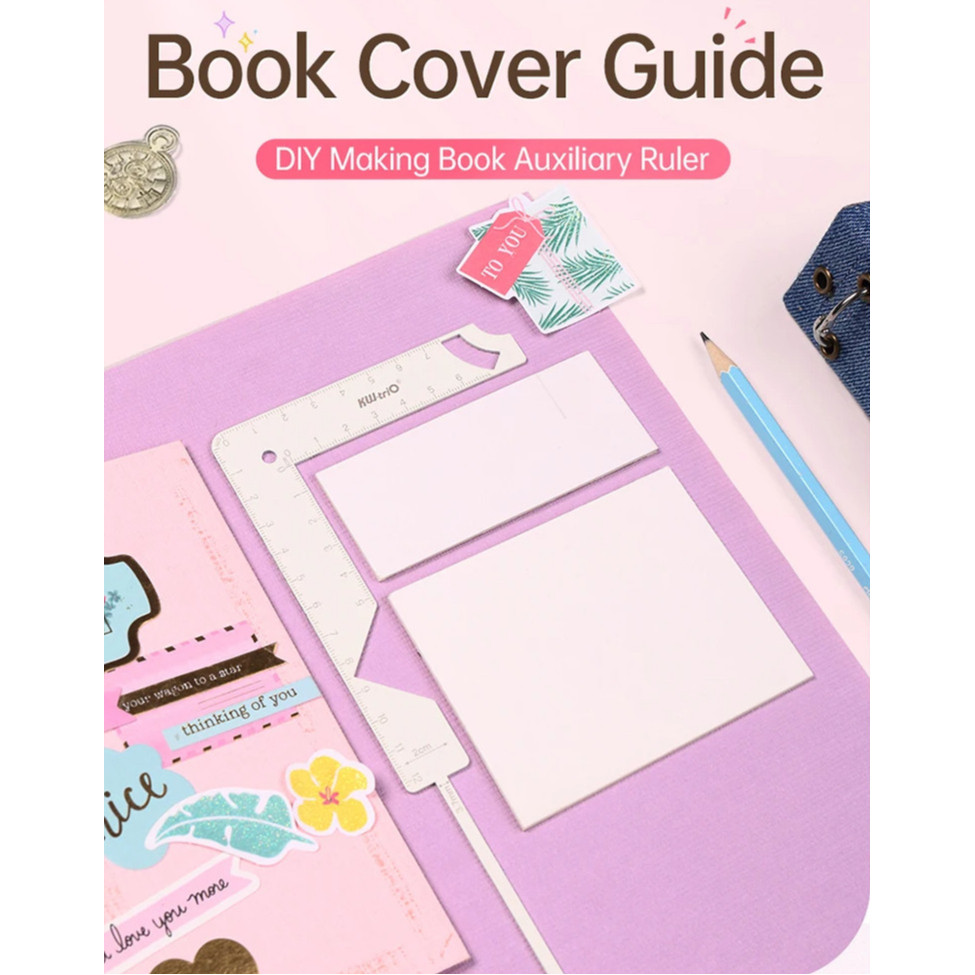 Book Cover Guide Metal Bookbinding Tool DIY Making Book Auxiliary Ruler ...