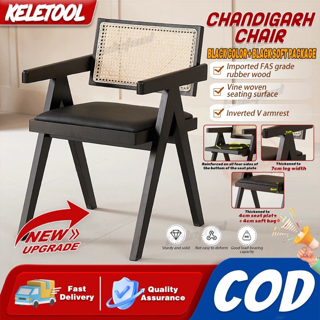 Nordic style Kerusi rotan rattan dining chair with backrest solid wood ...