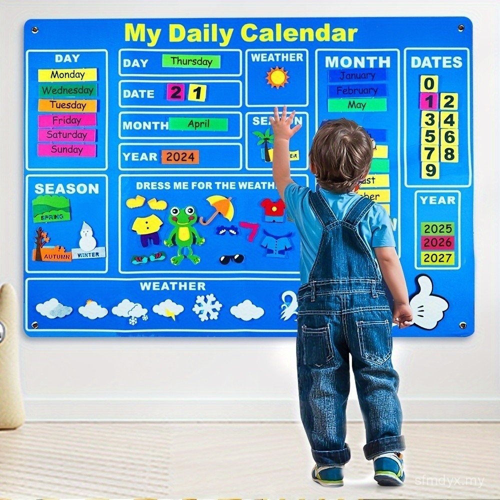 Set papan belajar kalendar katak, carta gantung pendidikan prasekolah ...