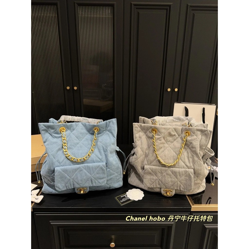 Chanel Female Bag 25C New Style Denim Denim Garbage Bag Diamond Check ...