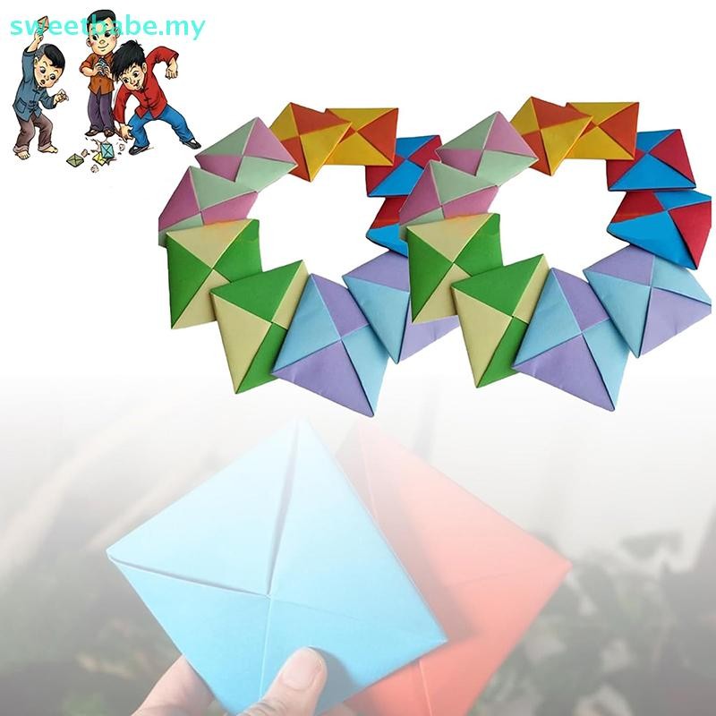 SWEETBABE 10/20Pcs Ddakji Paper Flip Toy Ddakji Game Blue Red Hard ...