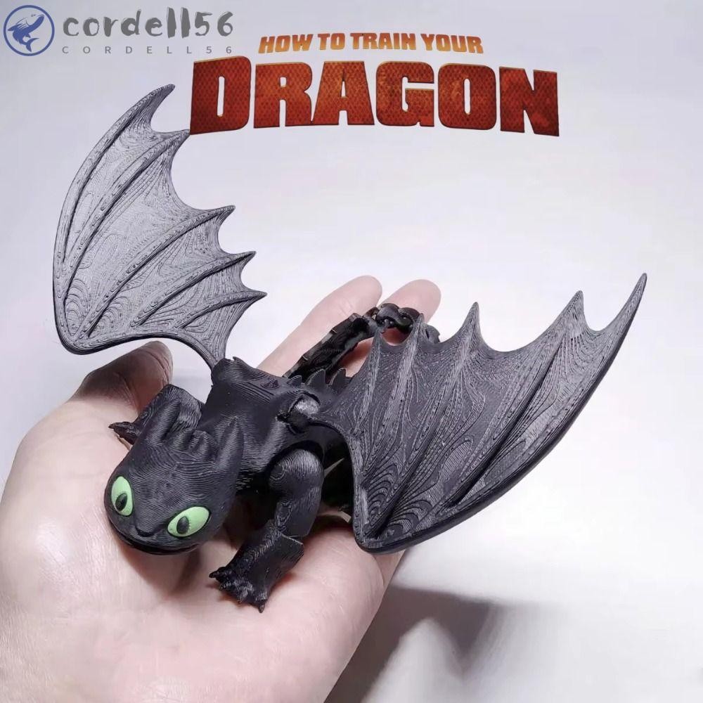 CORDELL 3D Toothless Dragon Figure, Cartoon Lovely Night Fury Dragon ...