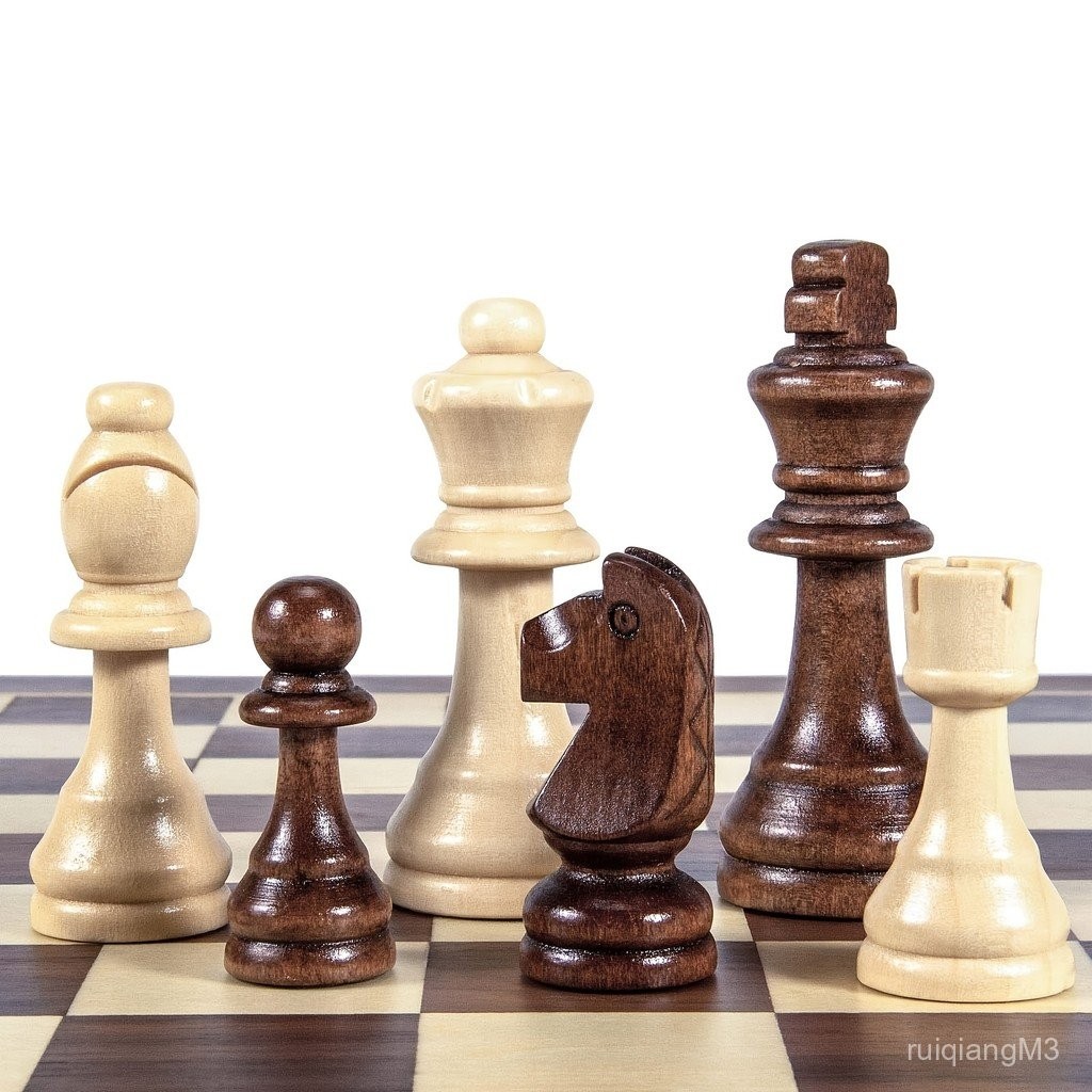 Solid Wood Chess Student Adult 32 Chess Pieces Full Set Separate Wooden ...