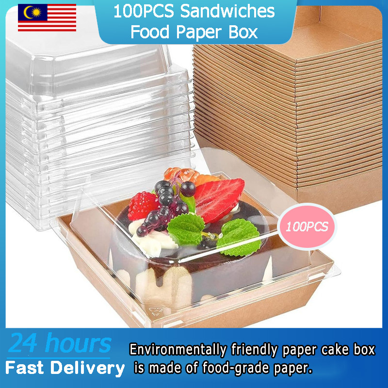 100pcs Cake Paper Box Sandwich Boxes Food Packaging Box with Lid ...