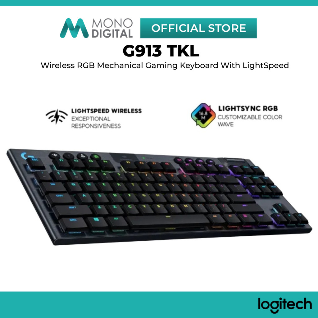 LOGITECH G913 TKL WIRELESS MECHANICAL GAMING KEYBOARD WITH LIGHTSPEED ...