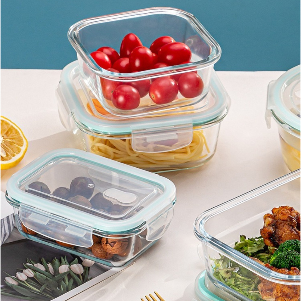 High Borosilicate Glass Storage 410/700/1040ml Rectangle Microwave Safe ...