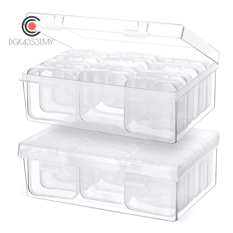 24Pc Plastic Storage Organizer Craft Containers with 2Pc Hinged Lid ...