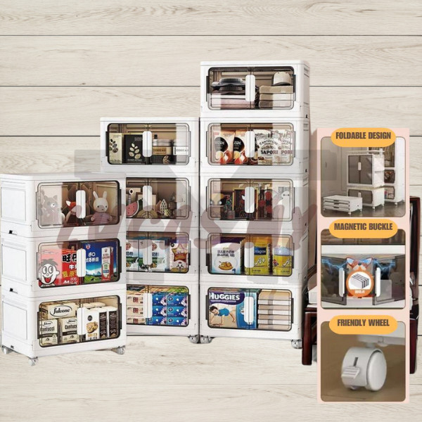 TRANSPARENT CABINET Storage Box Foldable and Stackable Cabinet Storage ...