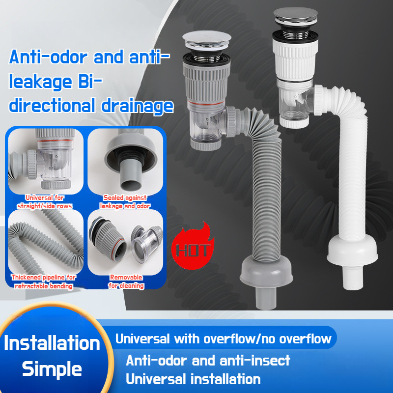 HOT SALE Odorless Basin Drain Pipe Horizontal and Vertical Basin Drain ...