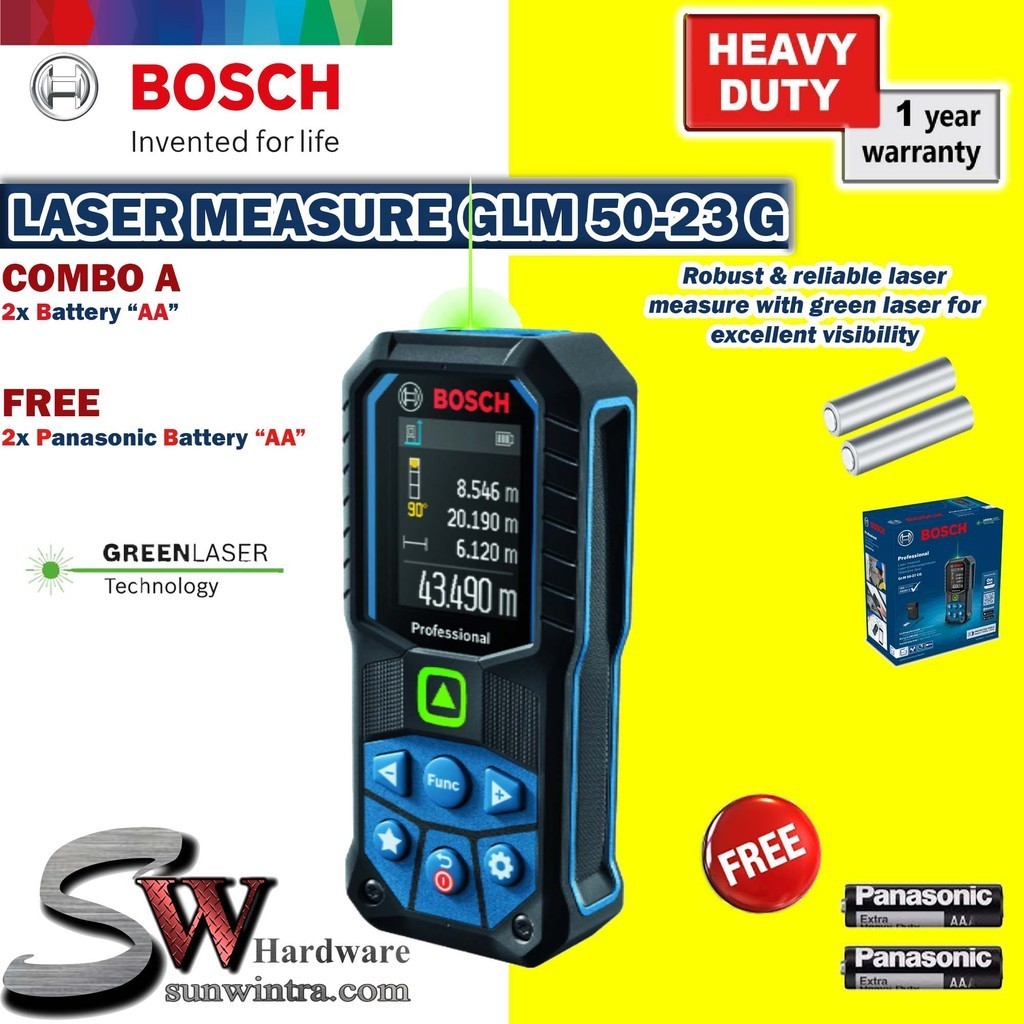 Bosch GLM 50-23 G Professional The 2-in-1 laser measure with green laser GLM50-23G | Shopee Malaysia