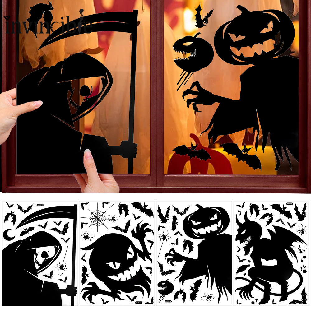 1/3/5 Sheets Halloween Window Stickers - Giant Ghost Monster Door ...