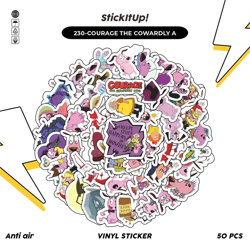 50 Pcs Sticker Pack Graffiti Cartoon Motif Course the cowardly dog Cute ...