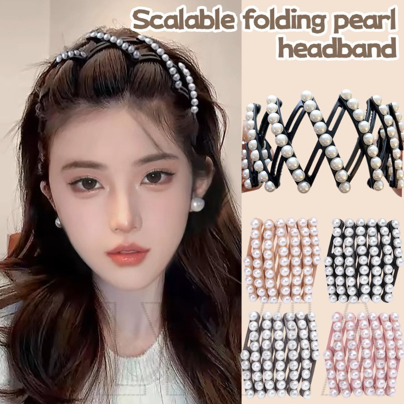 Foldable Pearl Headband - Hair Hoop - Girls Hair Accessories - Korean ...