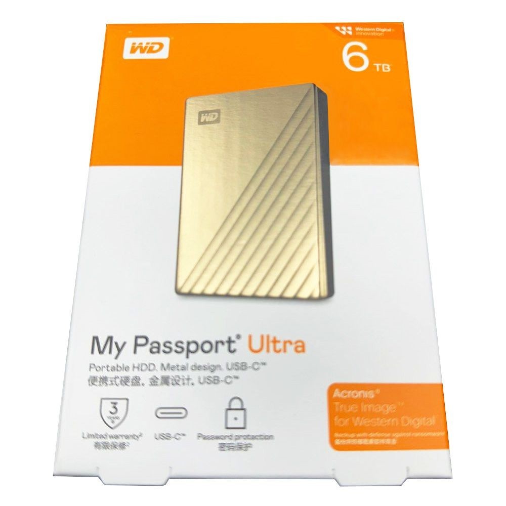 Western Digital 6TB WD My Passport Ultra (Gold) USB-C External HDD, for ...